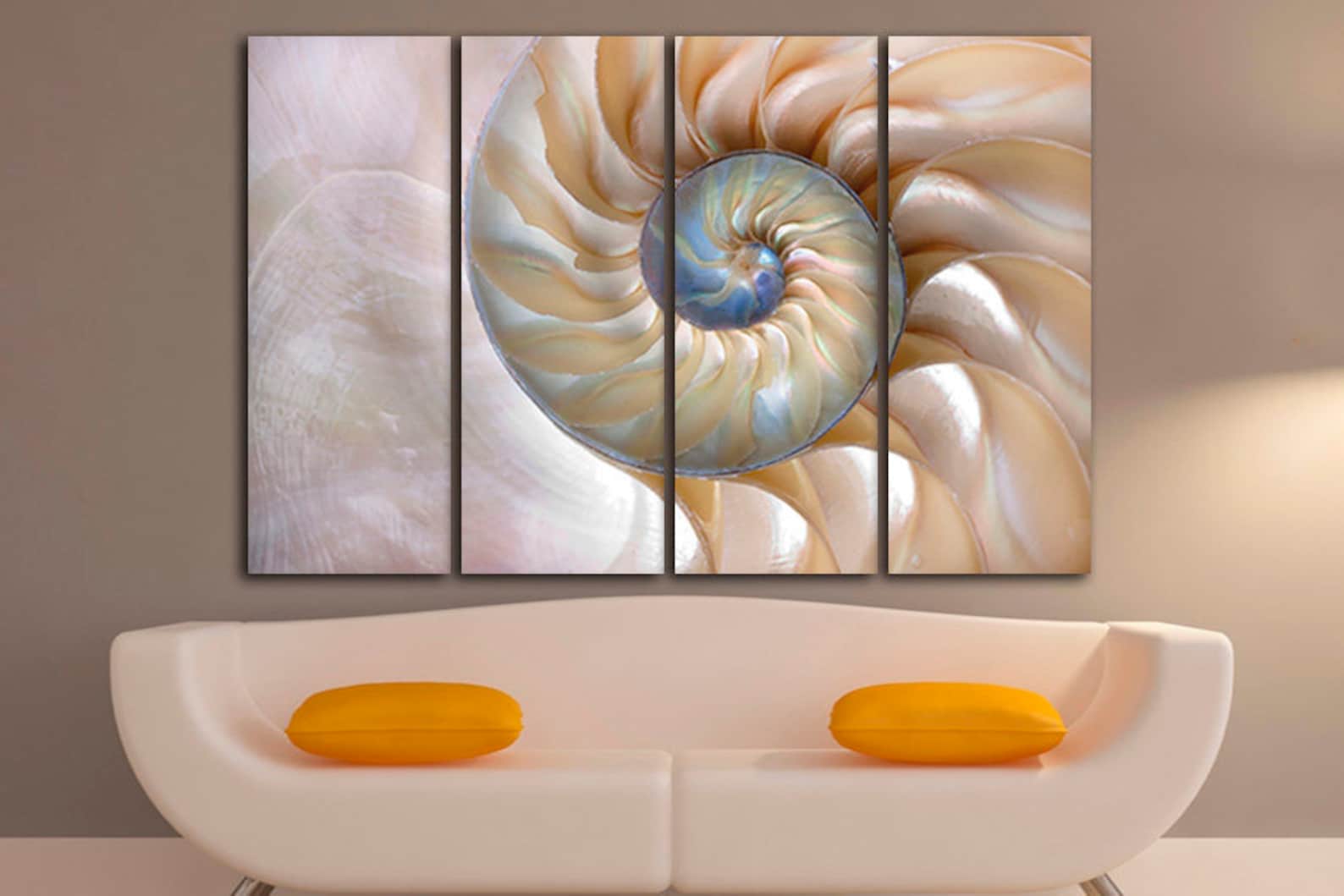 Shell Canvas Seashell Wall Art Nautilus Shell Sea Shell Art - Etsy
