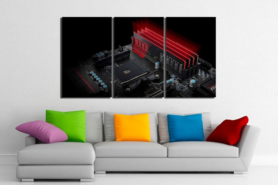 Motherboard Computer Print on Canvas Ready to Hang Electronic Wall Art ...