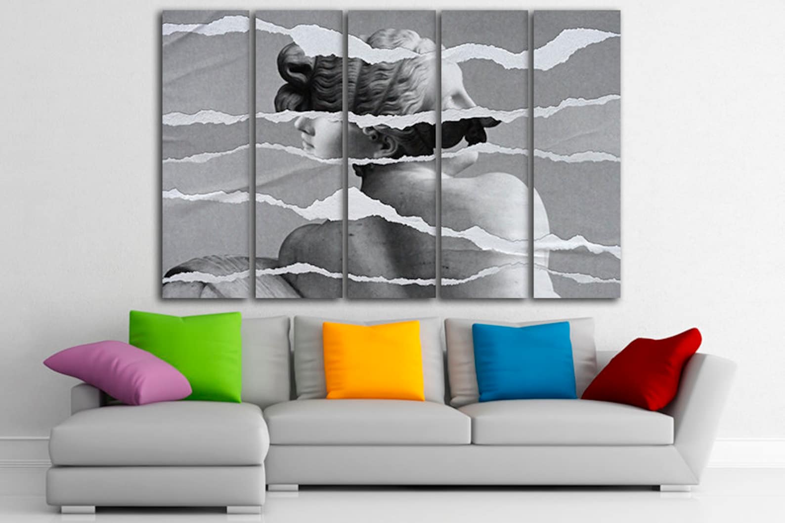Greek Statue Canvas Image in Torn Paper Ancient Statue Print Antique ...