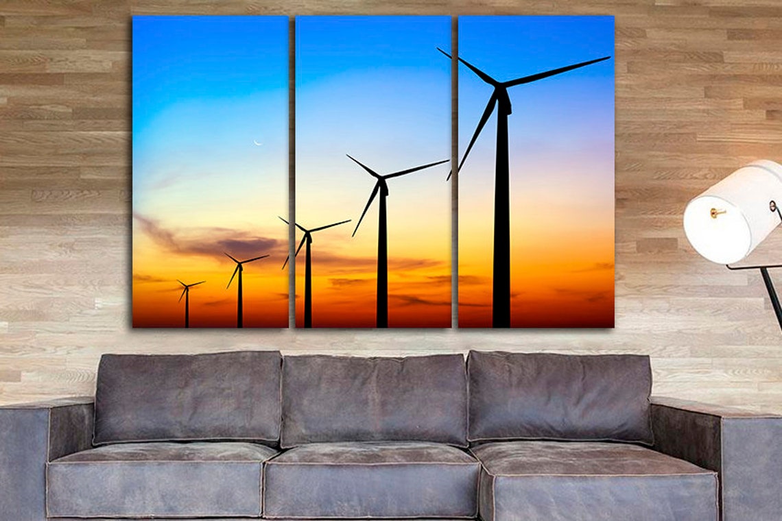 Wind Turbine Art Generator Energy 5 Panel Set Split Canvas | Etsy