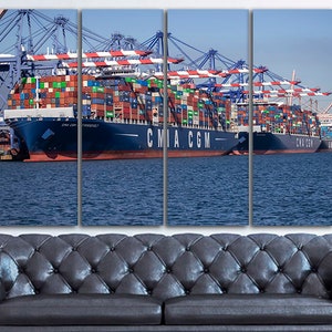 Cargo Ship Canvas International Container Print Business Office Art ...