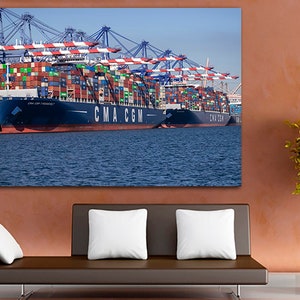 Cargo Ship Canvas International Container Print Business Office Art ...