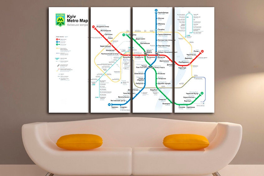 Mapa del metro de Kiev Imprimir en lienzo Ferrocarril - Etsy México