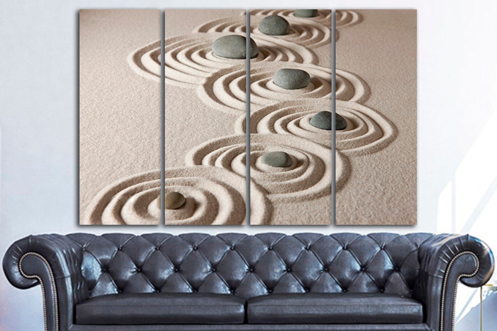 Zen Stone Wall Print on Canvas Ready to Hang Yoga Room Décor Sand Wall ...