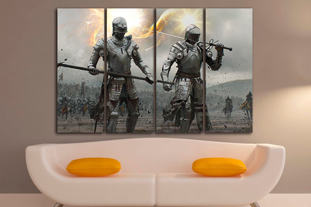 Knight Print on Canvas Ready to Hang Warrior Wall Art Soldier Room ...