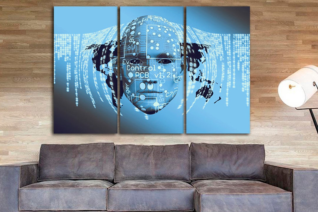 Human Control Canvas Intelligence Print Ready to Hang Ai Mask Print ...