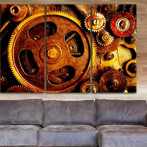 Gears Print Machine Wall Art Large Canvas Set Gears Wall Decor ...