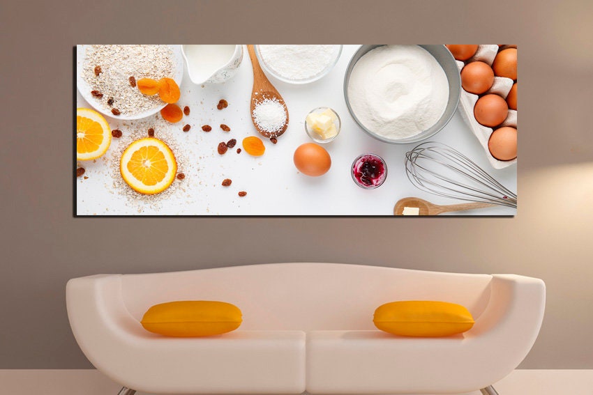 Cooking Canvas Culinary Wall Print Flour Wall Décor Egg Restaurant Art ...