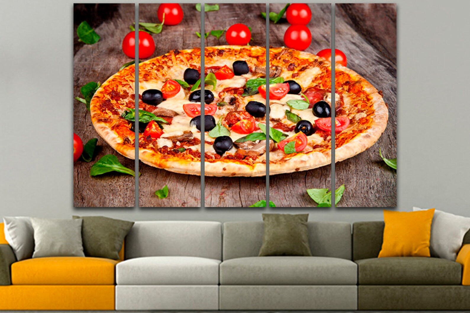 Pizza digital print Cafe wall art Pizza canvas Food home decor | Etsy