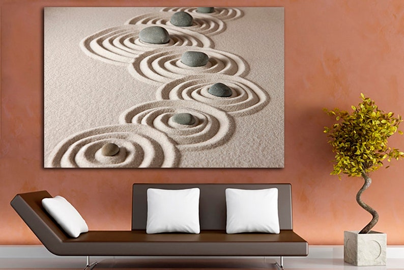 Zen Stone Wall Print on Canvas Ready to Hang Yoga Room Décor Sand Wall ...
