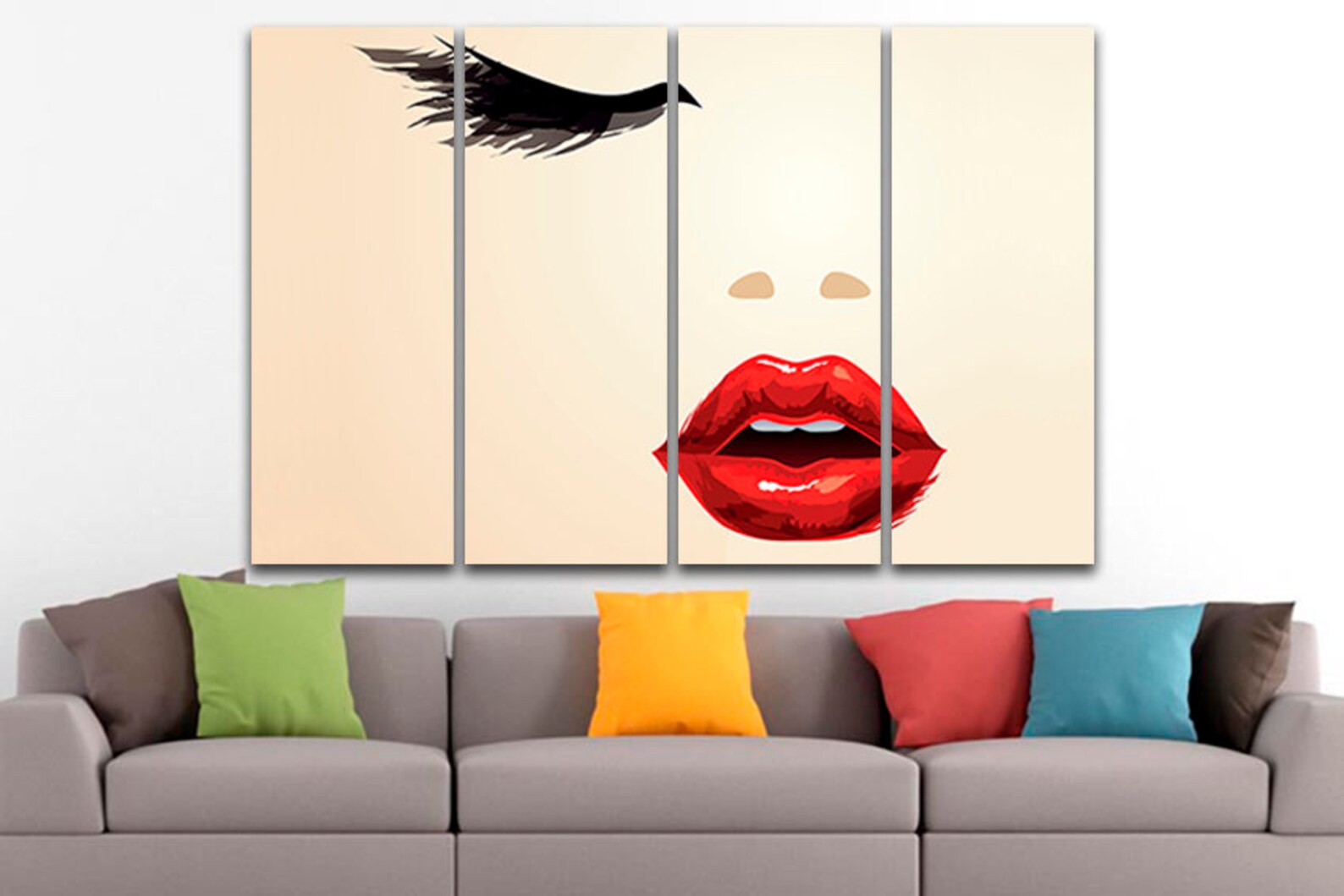 Face Canvas Woman Face Print on Canvas Face Wall Art Salon Decor Sleepy ...