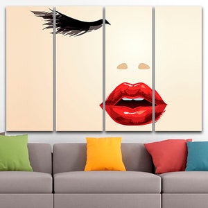 Face Canvas Woman Face Print on Canvas Face Wall Art Salon Decor Sleepy ...