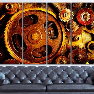 Gears Print Machine Wall Art Large Canvas Set Gears Wall Decor ...
