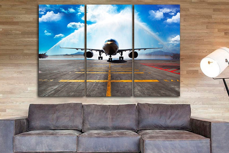 Airplane Canvas Art Print Art Runway Airliner Poster Airplane | Etsy