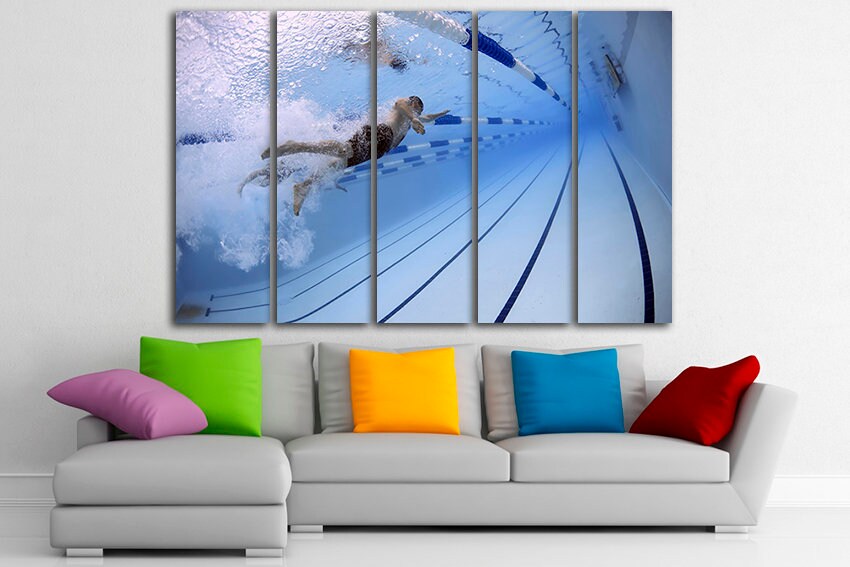 Swimmer Canvas Sport Wall Print Swimming Pool Décor Water - Etsy