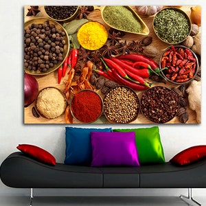 Spice on Canvas Spice Print Kitchen Wall Art Cafe Wall Decor Kitchen ...