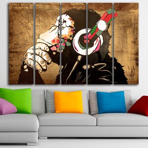 Monkey Canvas Street Art Print Monkey Wall Art Music Monkey Canvas Home ...