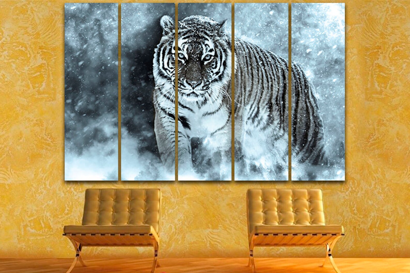 Tiger Wall Art Animal Canvas Set White Tiger Decor Jungle Art | Etsy