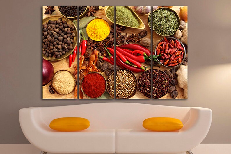 Spice on canvas Spice print Kitchen wall art Cafe wall decor | Etsy