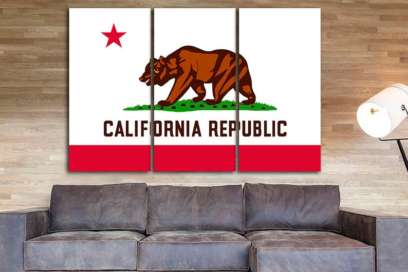 California Flag Canvas Art Print Vintage Style Bear Flag Print - Etsy