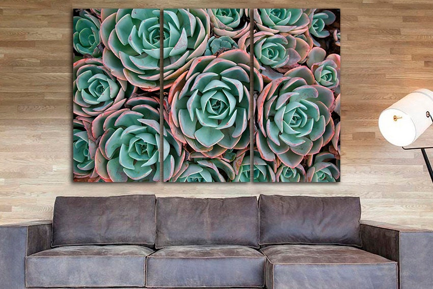 Succulent Canvas Set Flower Wall Print Printable Suculent Flowers Decor ...