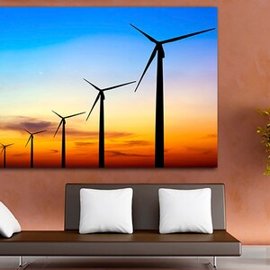 Wind Turbine Art Generator Energy 5 Panel Set Split Canvas Wind Turbine ...