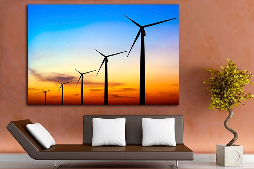 Wind Turbine Art Generator Energy 5 Panel Set Split Canvas | Etsy