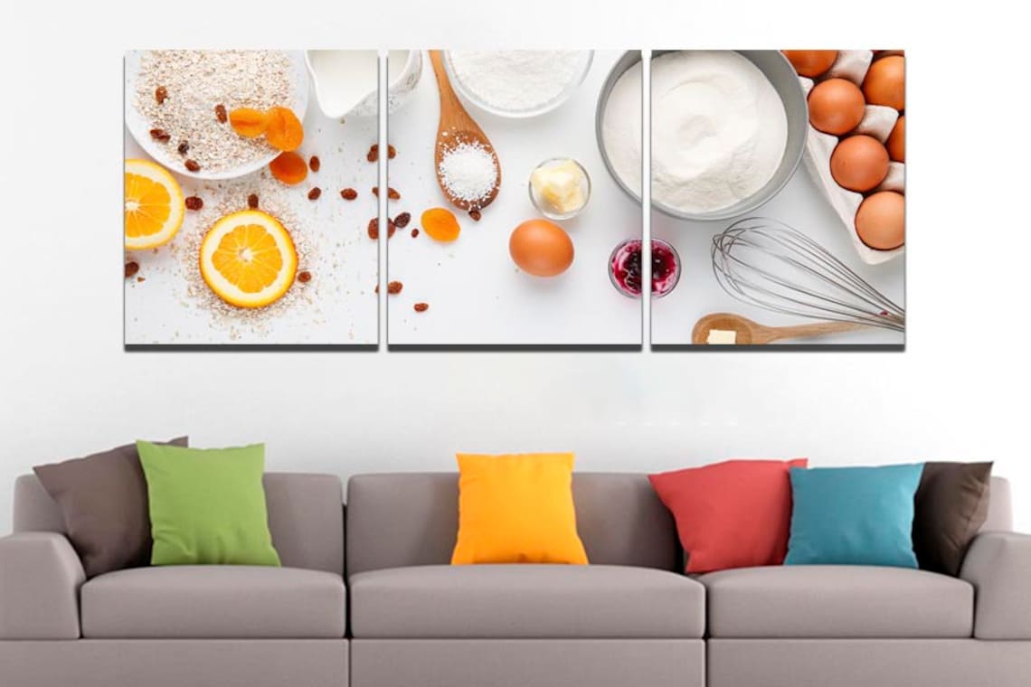 Cooking Canvas Culinary Wall Print Flour Wall Décor Egg - Etsy