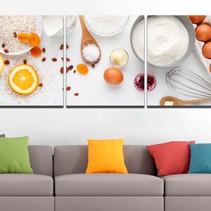 Cooking Canvas Culinary Wall Print Flour Wall Décor Egg Restaurant Art ...