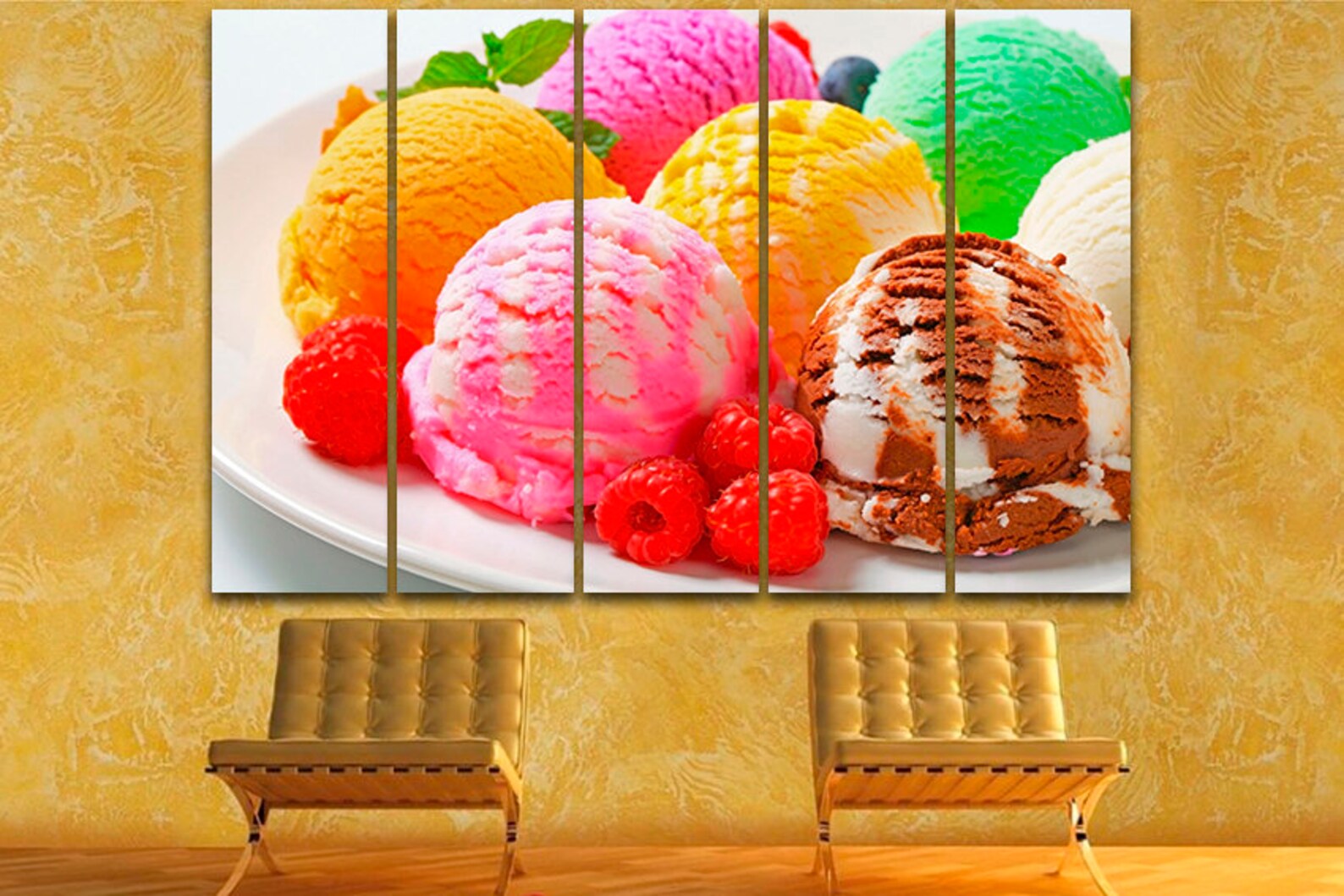 Ice Cream Print 4 Panel Canvas Ice Cream Wall Decor Summer Ice - Etsy