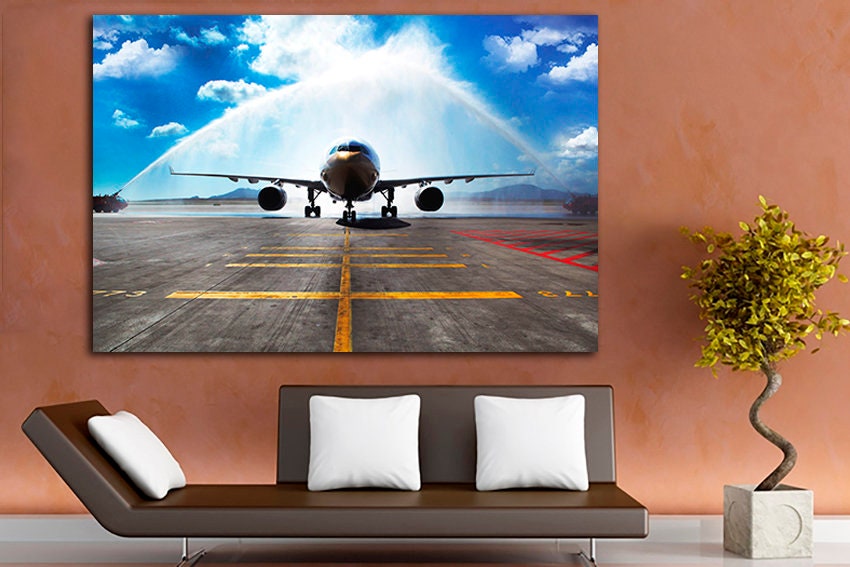 Airplane Canvas Art Print Art Runway Airliner Poster Airplane - Etsy
