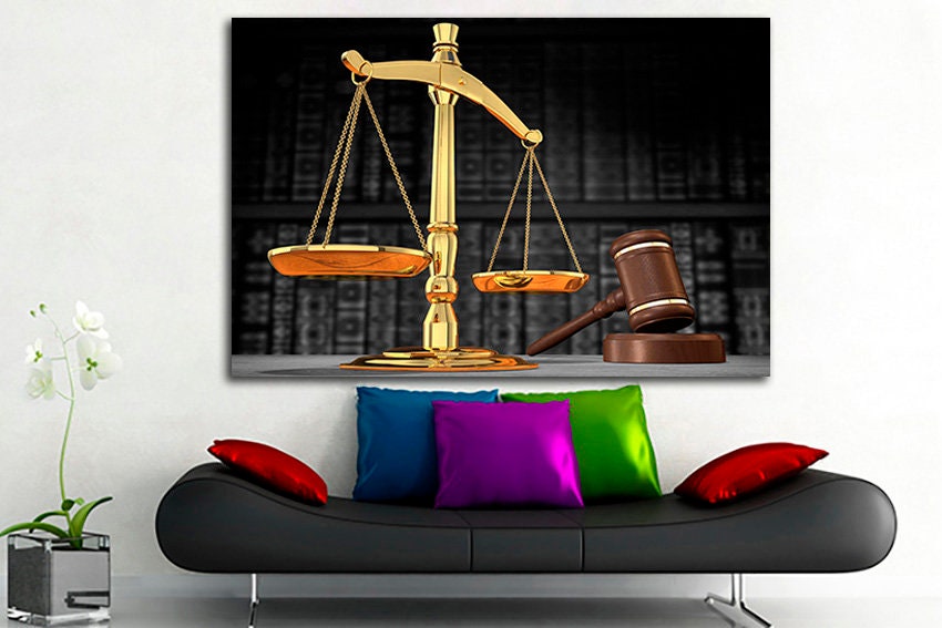 Scales Justice Wall Art Canvas Scales Déco Law Canvas Lawyer Wall Art ...