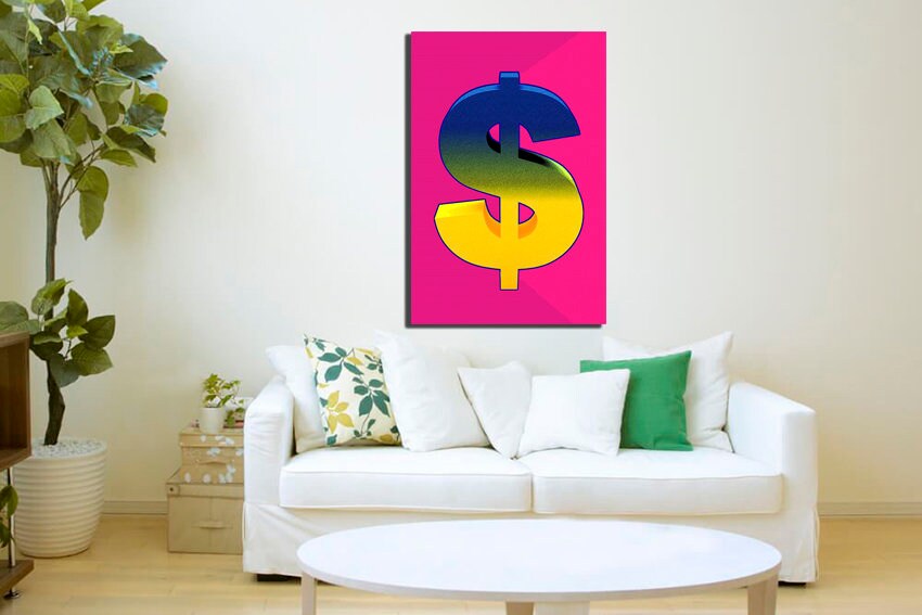 Dollar sign canvas Pop art print Trader wall art Money décor | Etsy