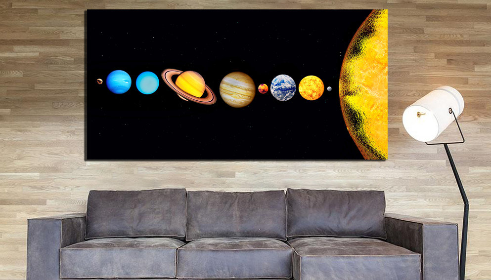 Solar system art Print on canvas Planets décor Space print | Etsy