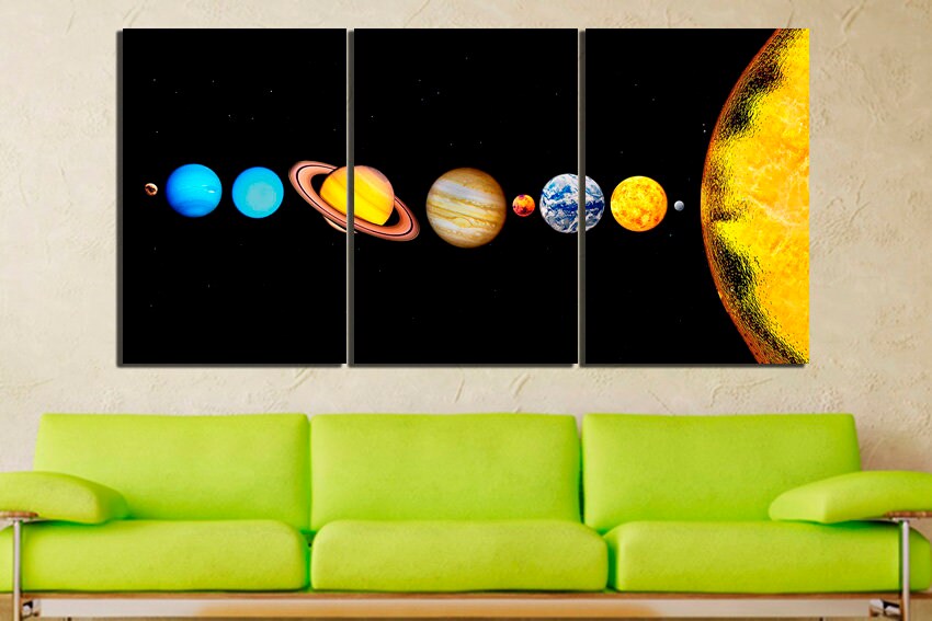 Solar system art Print on canvas Planets décor Space print | Etsy