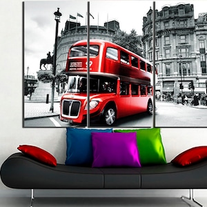Bus Red London Bus Print Bus Canvas Bus Red Poster Gift for Her London ...