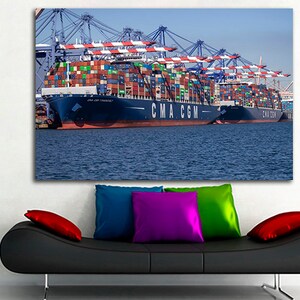 Cargo Ship Canvas International Container Print Business Office Art ...