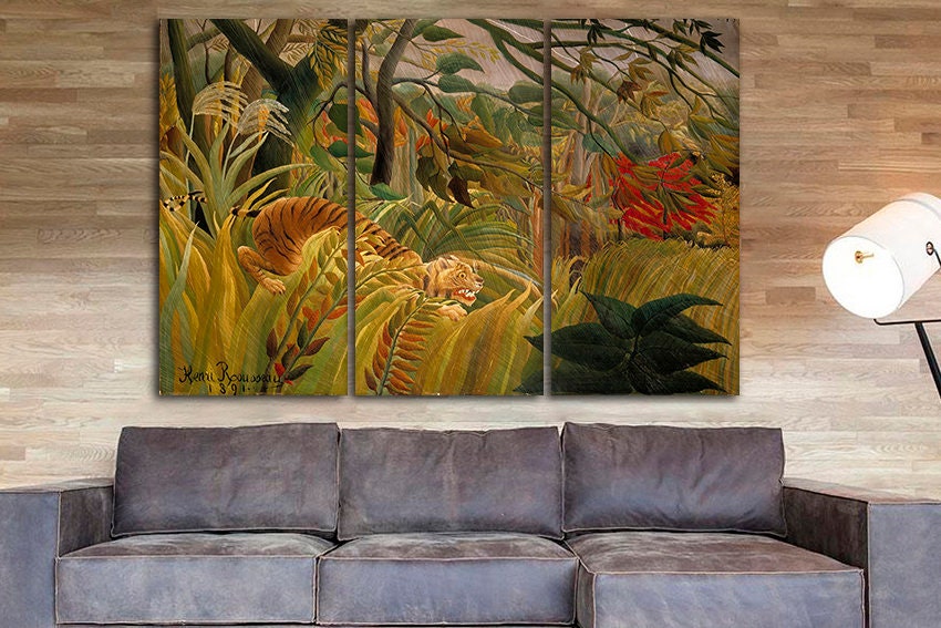 Tiger in Tropical Storm by Henri Rousseau Print on Canvas Surprised ...