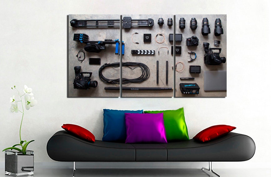 Camera canvas Photographer art Equipment print Video camera | Etsy