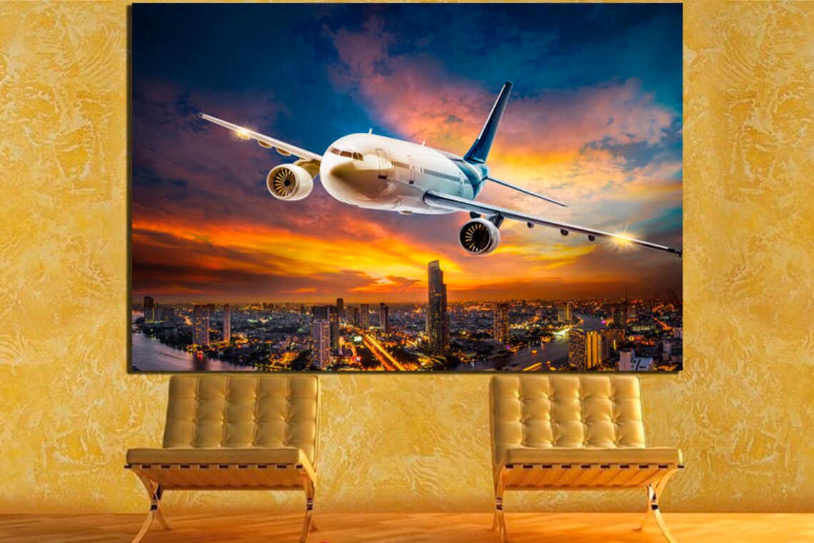 Airplane Airplane Canvas Airplane Print Aviation Canvas Home Décor ...
