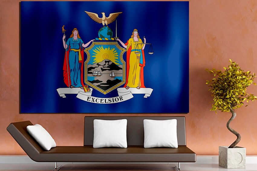New York State New York Flag Canvas Art New York Flag Art New - Etsy