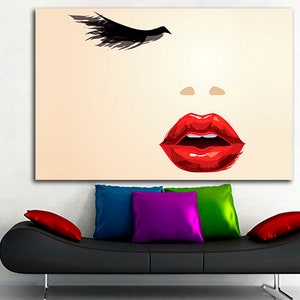 Face Canvas Woman Face Print on Canvas Face Wall Art Salon Decor Sleepy ...
