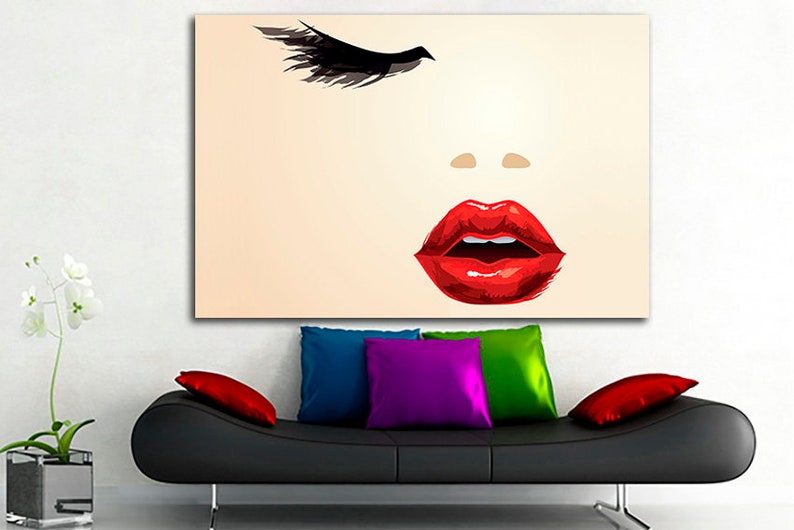 Face Canvas Woman Face Print on Canvas Face Wall Art Salon Decor Sleepy ...