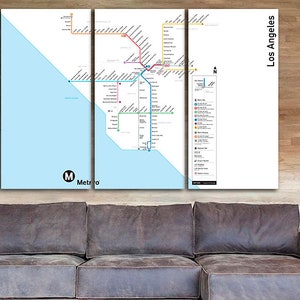 Los Angeles Subway Map California Canvas City Map Wall Decor ...