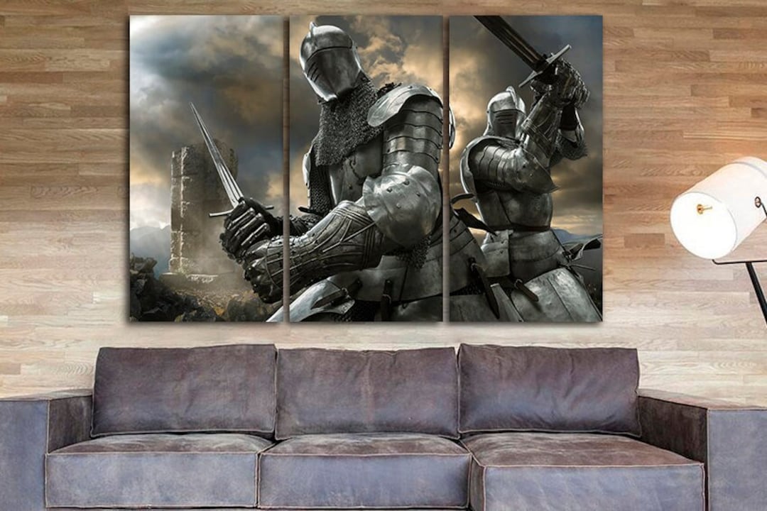 Medieval Majestic Templar Knights Print on Canvas Ready to Hang Sword ...