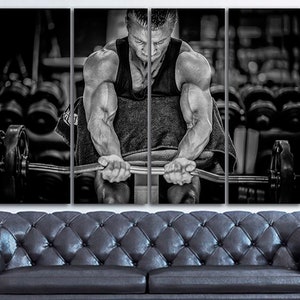 Aerobic Art Powerlifting Canvas Gym Wall Print Strong Man Art Athletic ...