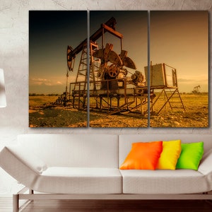 Oilfield Canvas Oil Derrick Décor Oil Production Art Oil Rig Industry ...
