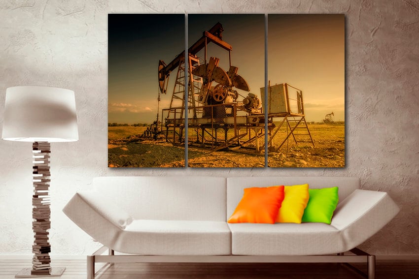 Oilfield Canvas Oil Derrick Décor Oil Production Art Oil Rig - Etsy