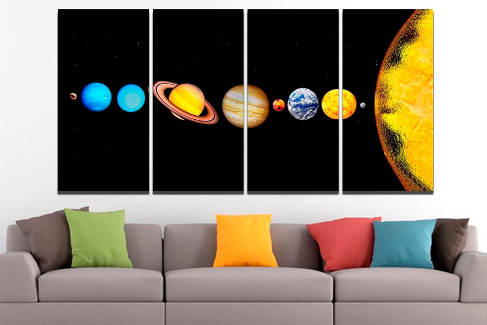 Solar System Art Print on Canvas Planets Décor Space Print - Etsy