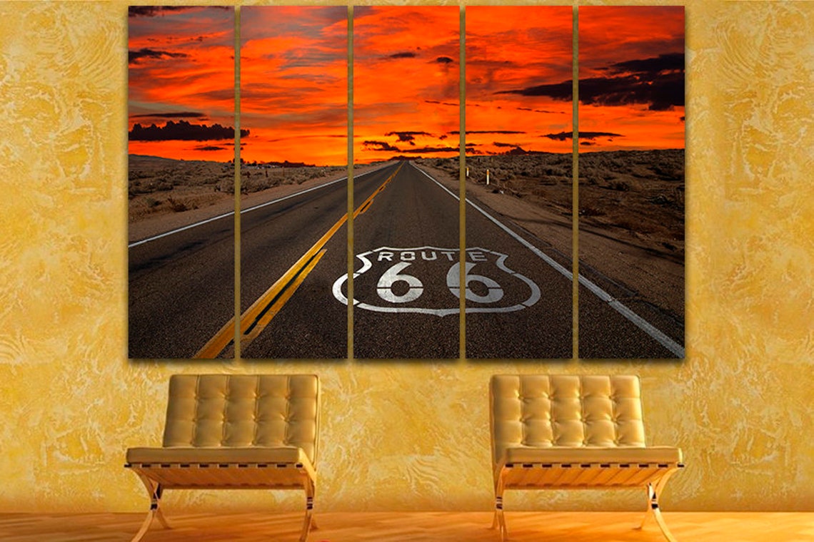 3 Panel Set Route 66 Canvas Highway Chicago Route 66 Wall Art - Etsy
